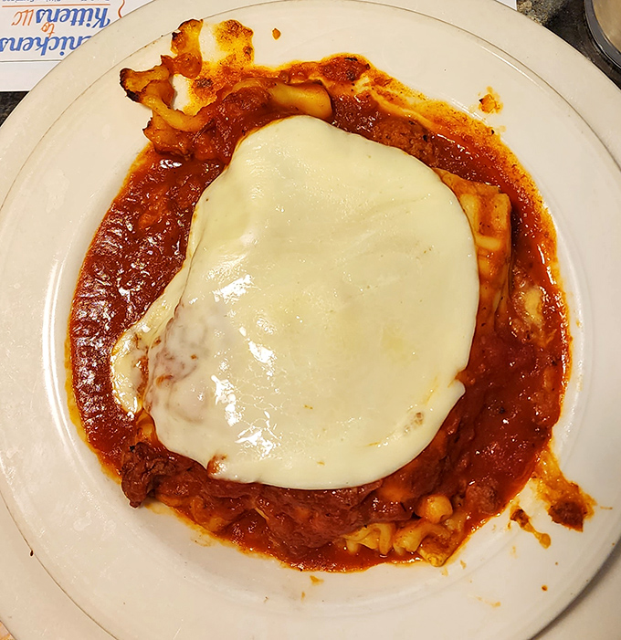 Lasagna that doesn't just sit on the plate&mdash;it makes a statement with its blanket of melted cheese and robust sauce.