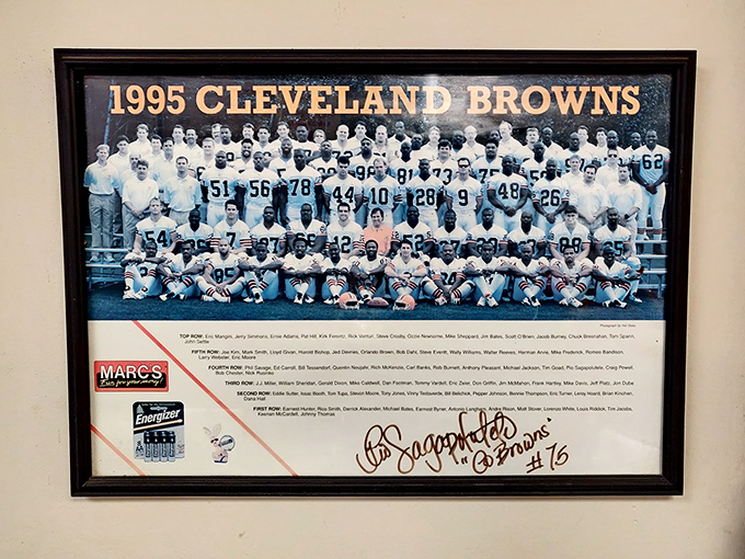 Cleveland sports history decorates the walls, reminding diners that loyalty—to teams and sandwiches—is a virtue worth celebrating.