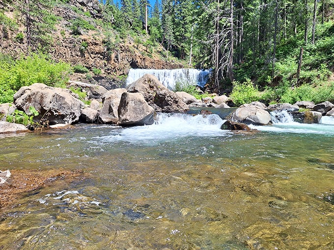 Middle Falls creates nature's perfect soundtrack&mdash;rushing water over ancient stones that hasn't changed its tune since gold rush prospectors first heard it.