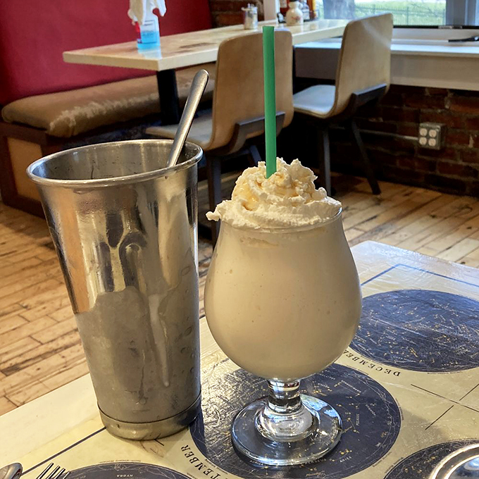 The milkshake that launched a thousand return visits. Served alongside its mixing container like a proud parent showing off baby photos.