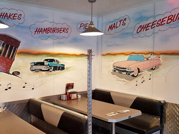 Classic diner murals transport you to the golden age of rock 'n' roll, when cars had fins and milkshakes were considered a food group.