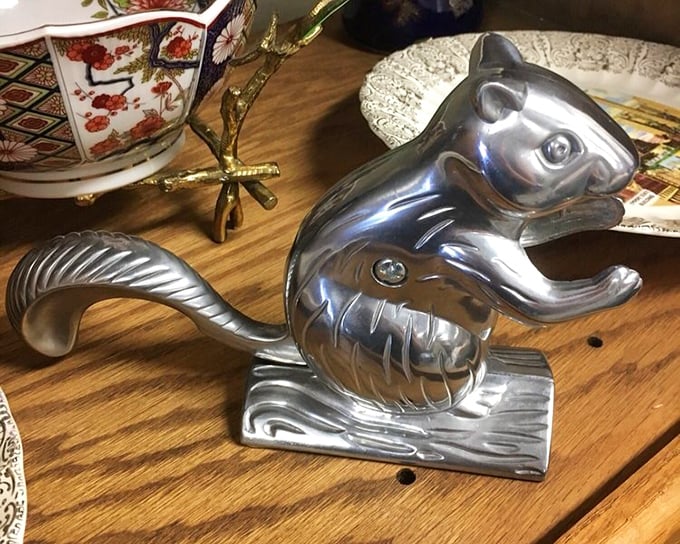 This silver squirrel nutcracker isn't just kitchen decor&mdash;it's conversation-starting sculpture that happens to be useful during the holidays.