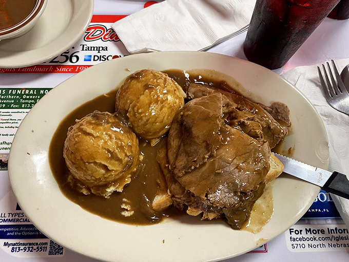 Open-face roast beef with gravy-soaked potatoes&mdash;when lunch needs to feel like a warm hug from someone who truly understands you.
