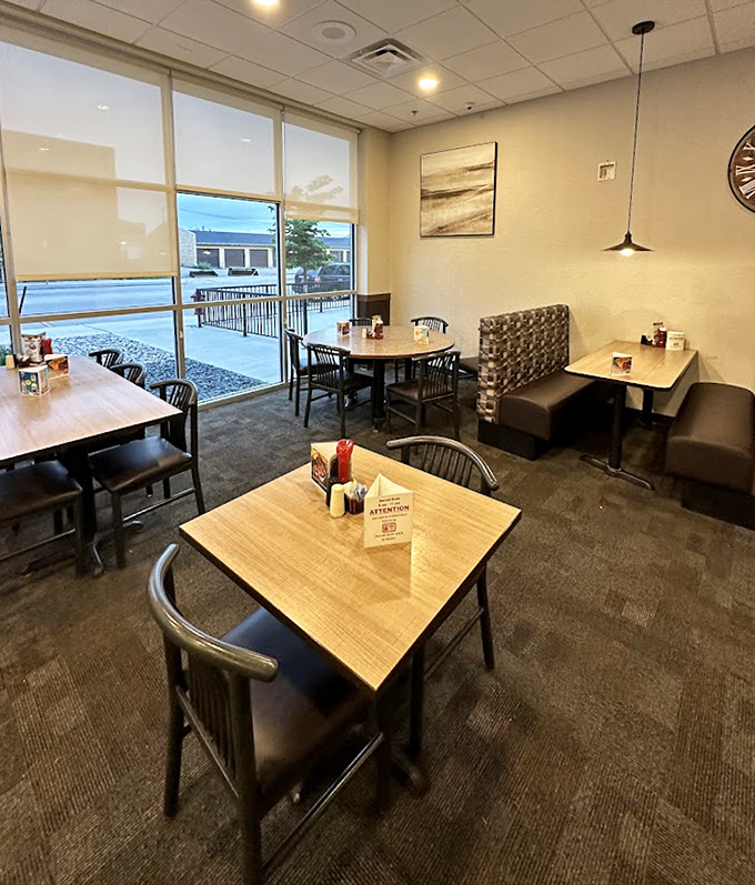 Modern seating with classic diner soul&mdash;where conversations flow as easily as the coffee refills.