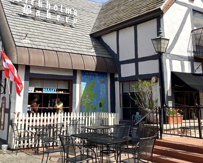 Outdoor seating that whispers "linger awhile" with European charm. The Danish flag flutters as if to say, "Yes, the pastries really are that authentic."