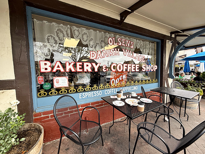 The outdoor patio: where you can enjoy your Danish delights while contemplating why you don't live in Solvang permanently.