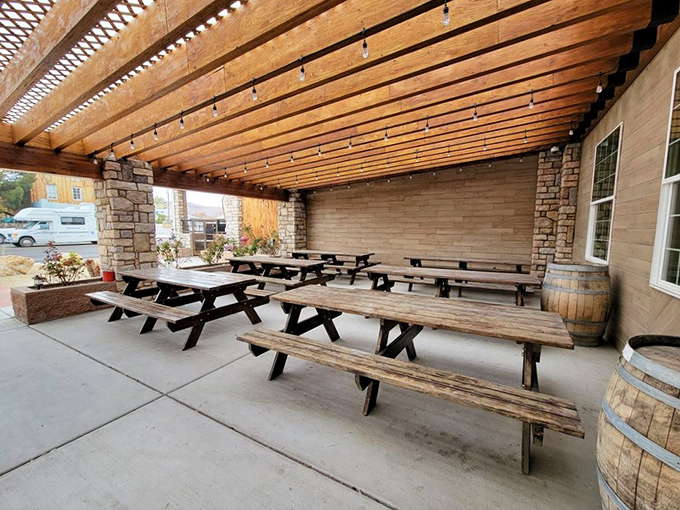 Outdoor seating that invites you to enjoy your barbecue the way nature intended: under the Nevada sky with a gentle breeze carrying smoky promises.