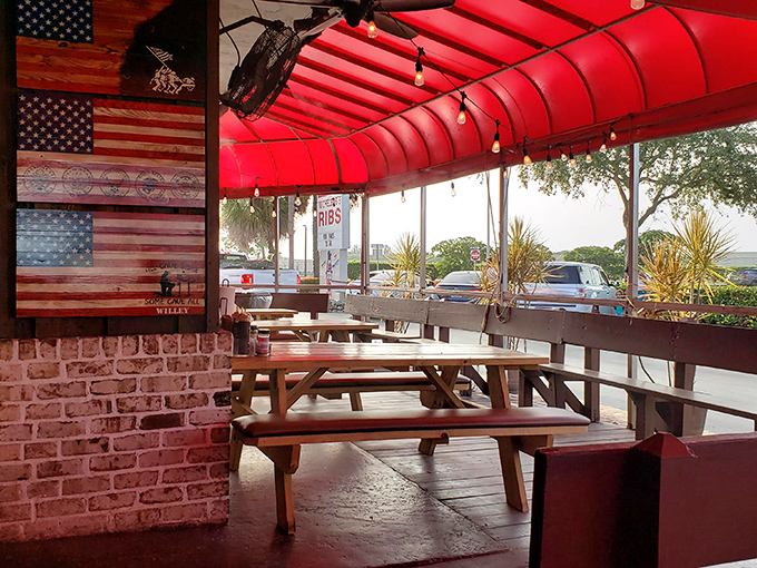 The outdoor patio offers a breath of fresh air&mdash;until the intoxicating aroma of smoking meat reminds you why you came.