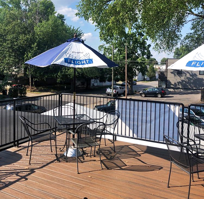 Outdoor seating with umbrellas for when you want your exceptional catfish with a side of fresh air and sunshine.