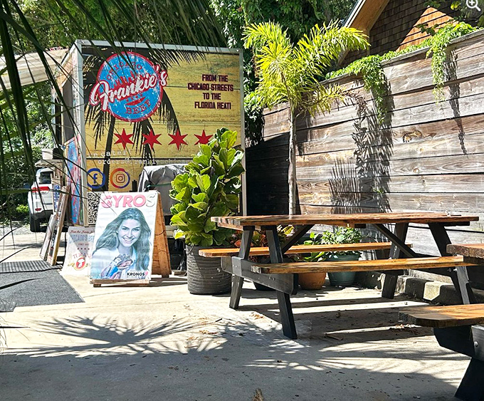 The outdoor patio offers a slice of Windy City flavor with a side of Florida sunshine.