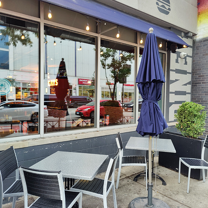 The sidewalk seating offers front-row tickets to the Chicago street theater, perfect for people-watching between bites of breakfast bliss.