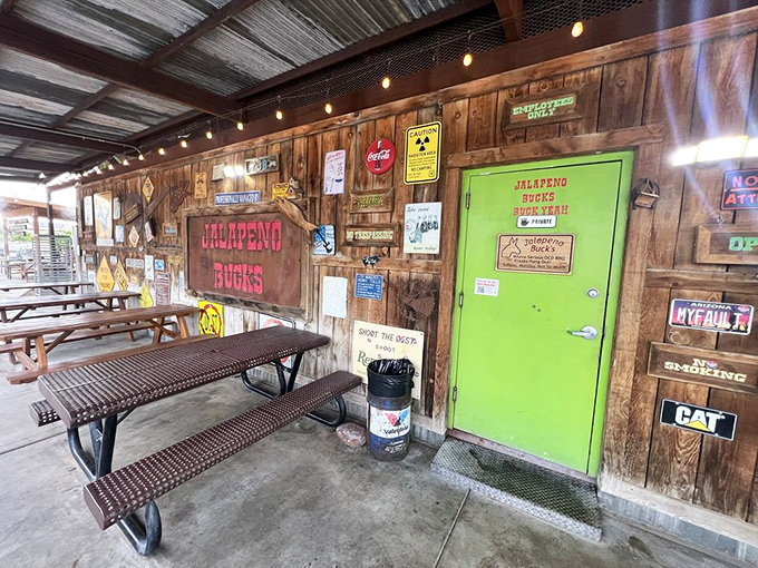 That bright green door leads to burrito nirvana, or at least something pretty close.