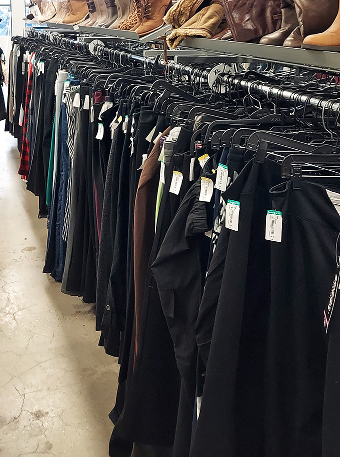 The pants section—where finding that perfect pair feels like winning the lottery without buying a ticket.