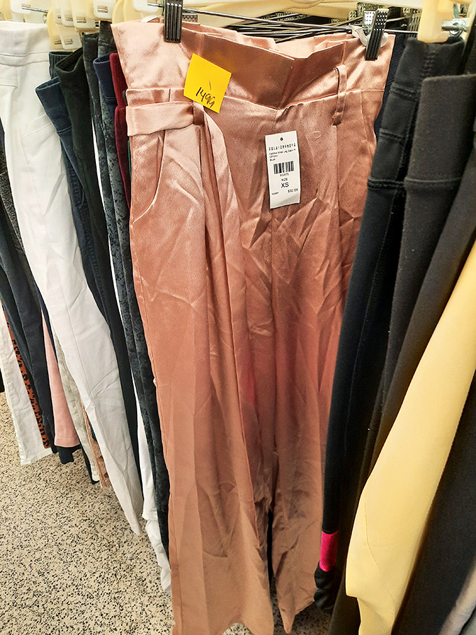 Brand new with tags! These blush-colored trousers represent the holy grail of thrifting &ndash; unworn treasures at a fraction of retail.