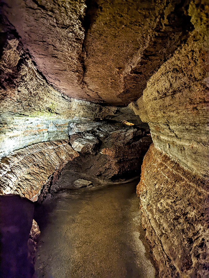 This narrow passage feels like walking through the pages of a Jules Verne novel, with ancient stone walls guiding your journey.