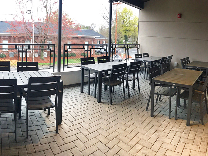 Outdoor seating that captures North Carolina's gentle seasons, where fresh air somehow makes everything taste even better.