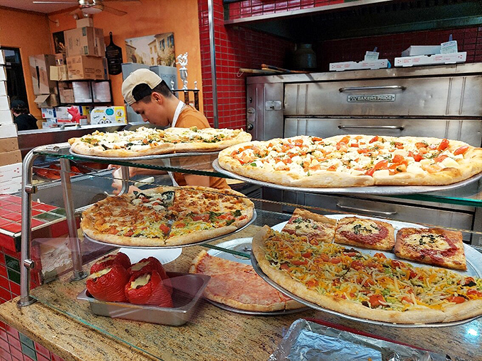 Pizza paradise on display&mdash;a showcase of possibilities that makes decision-making both wonderful torture and delicious anticipation. Choice has never looked so good.