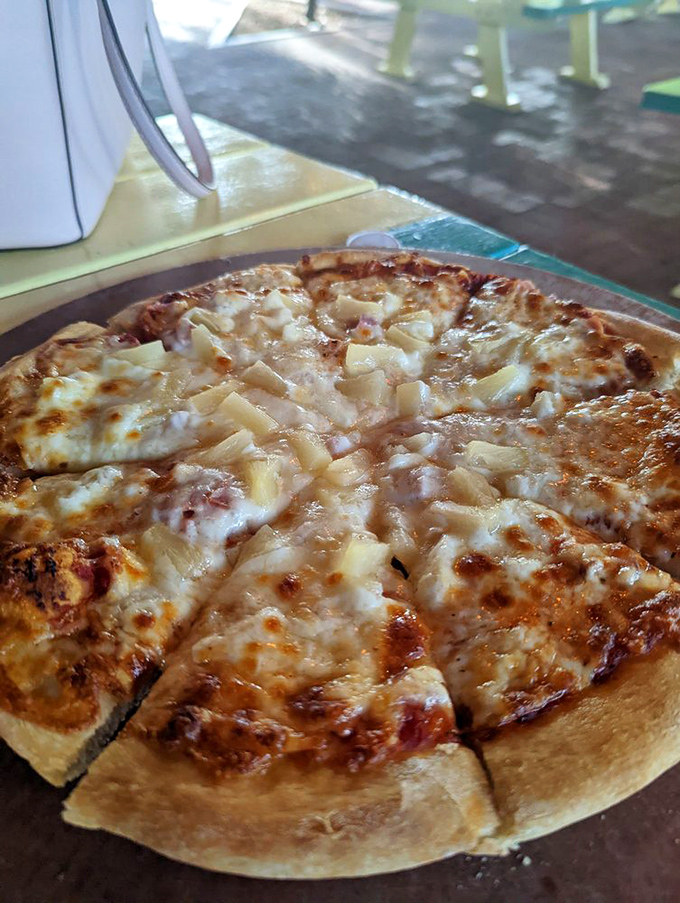 This Hawaiian pizza doesn't care about the pineapple controversy&mdash;it's too busy being absolutely delicious in its tropical confidence.