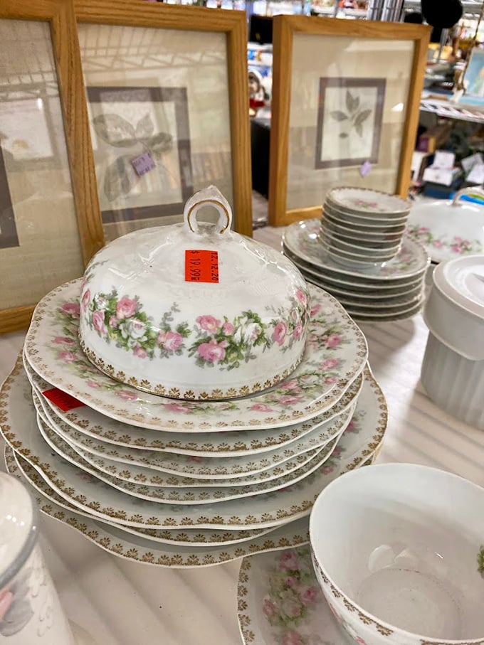 Fine china that once graced holiday tables now awaits your dinner party debut. These rose-patterned plates have stories to tell and meals to serve.