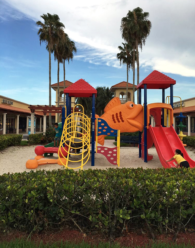 The fish-themed playground offers a welcome respite for kids who've reached their shopping tolerance limit&mdash;retail therapy for the whole family.