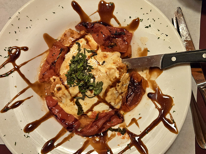 This isn't just a caprese dish; it's a masterclass in how balsamic reduction can turn a plate into an edible work of art.