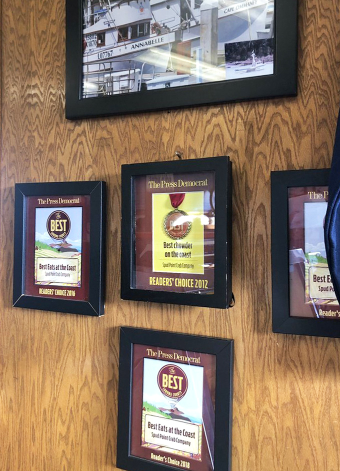 Trophy wall of deliciousness! These awards confirm what your taste buds already know &ndash; Spud Point's chowder dominates the coastal competition.