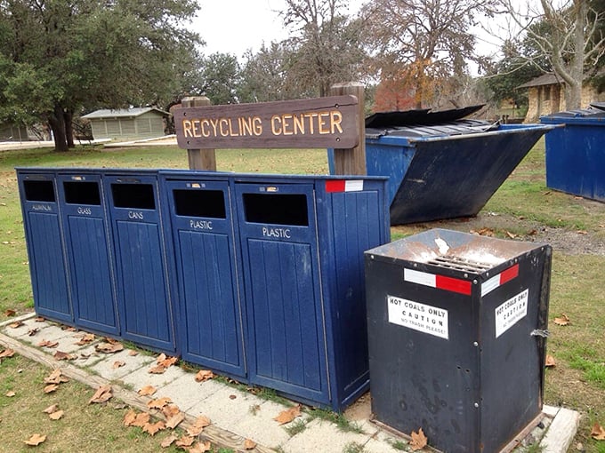 Even paradise needs a recycling center&mdash;Blanco State Park's commitment to keeping Texas beautiful extends to these well-maintained facilities.