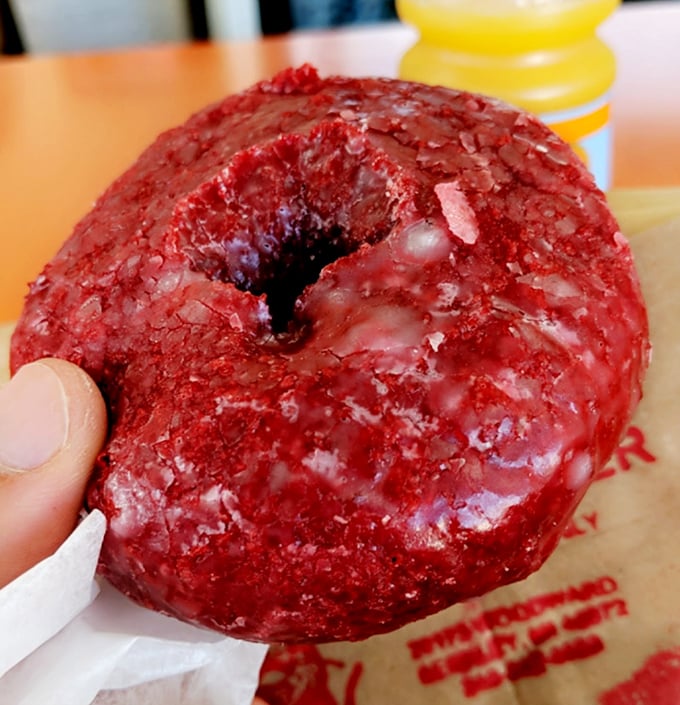 The red velvet donut&mdash;dressed for a night out but perfectly acceptable for breakfast. Don't let anyone tell you otherwise.