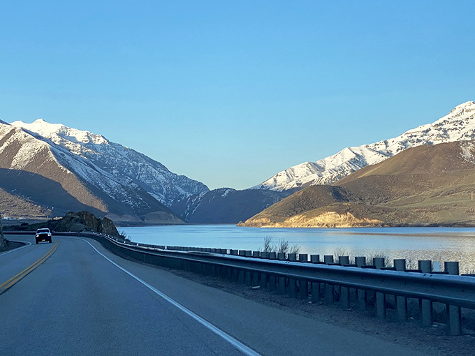 The road to relaxation hugs Deer Creek's shoreline, proving some detours are actually the main attraction.