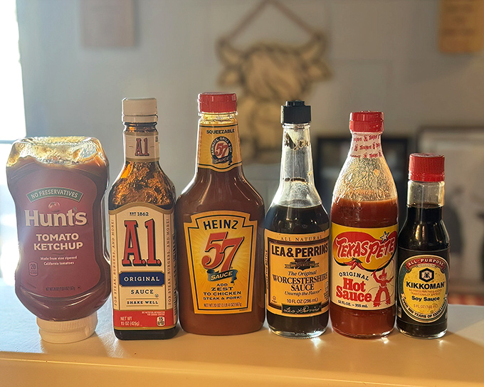 The condiment lineup tells you everything: this place respects your right to customize, but the steak needs nothing more than your undivided attention. 