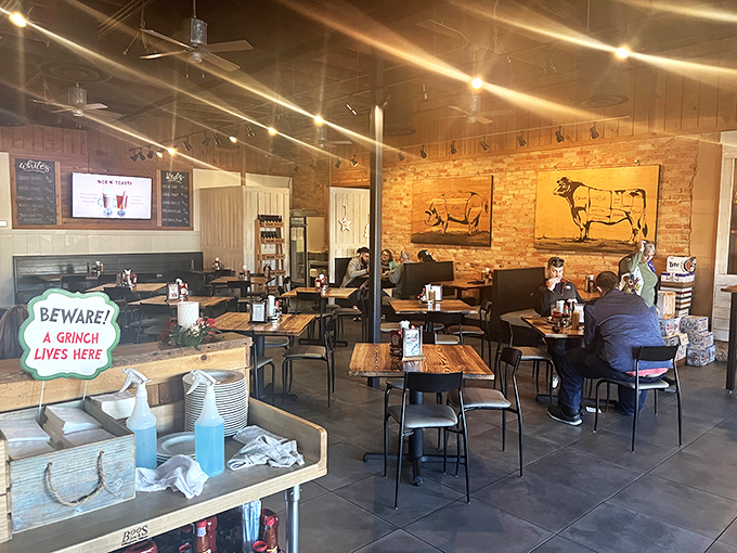 Even during quieter moments, Smokejack's interior invites you in with warm woods, exposed brick, and the promise of meat-induced happiness.