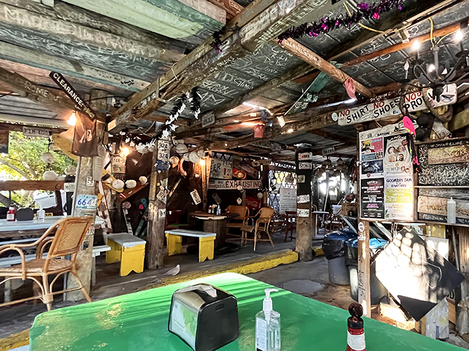 Every beam and board tells a story, creating an atmosphere that chain restaurants spend millions trying to fake.