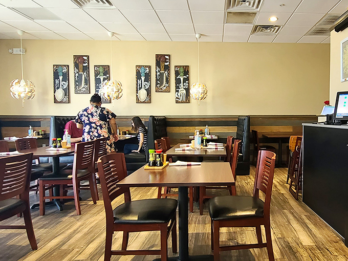 A dining room that invites you to settle in and stay awhile. Those booth seats have supported many happy food comas.