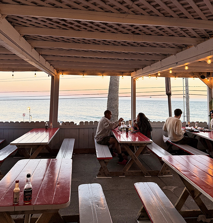 Sunset dining with the Pacific as your backdrop. Some restaurants spend millions on interior design, but nothing compares to nature's own light show.