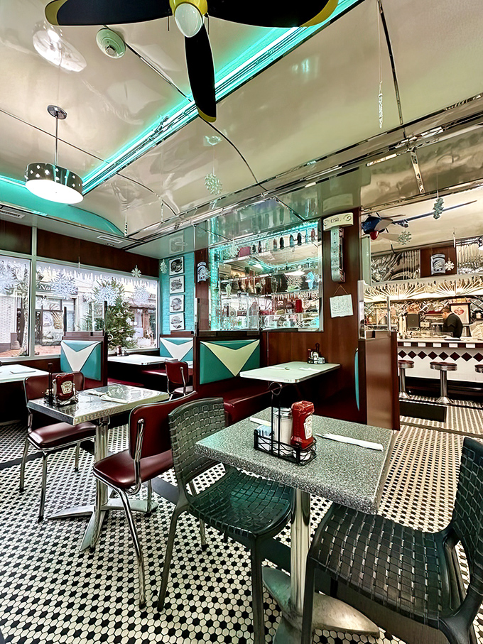 Retro-chic meets comfort in this corner booth paradise &ndash; where Route 66 memorabilia watches over countless first dates and family celebrations.