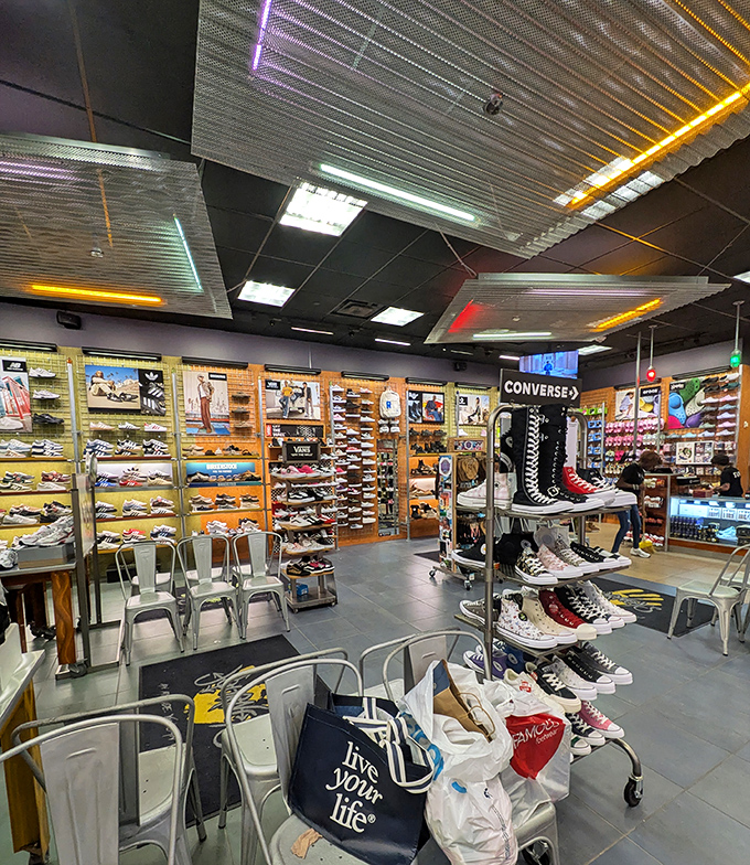 Sneaker heaven for footwear enthusiasts, with walls of options that would make Imelda Marcos feel like an amateur collector.