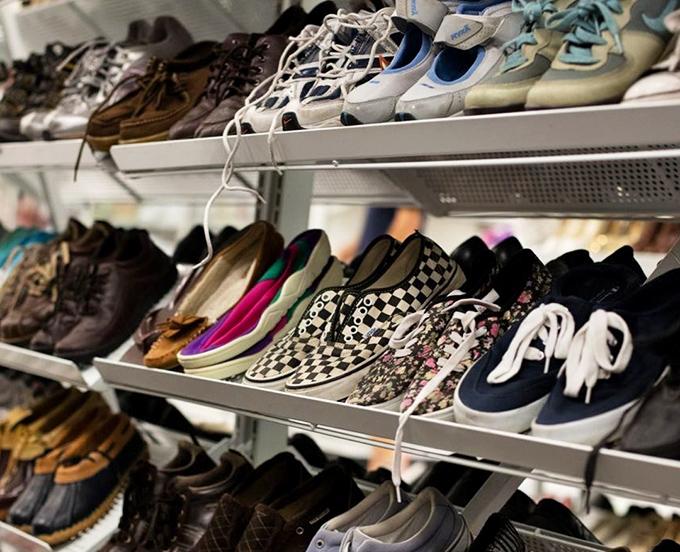 Checkered Vans mingle with sensible loafers in this footwear democracy. Every shoe tells a story&mdash;some more interesting than others.