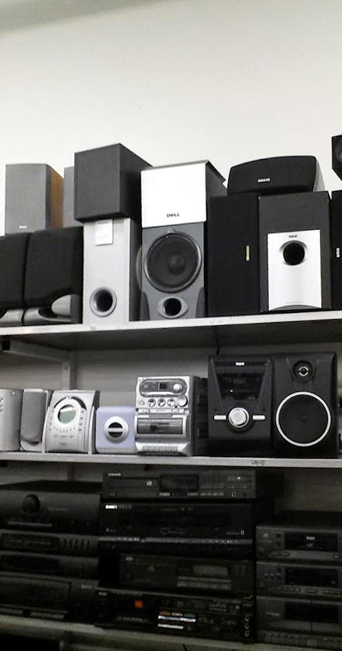 Audio equipment spanning decades offers a symphony of possibilities. That Dell speaker system probably pumped the soundtrack to someone's college years.