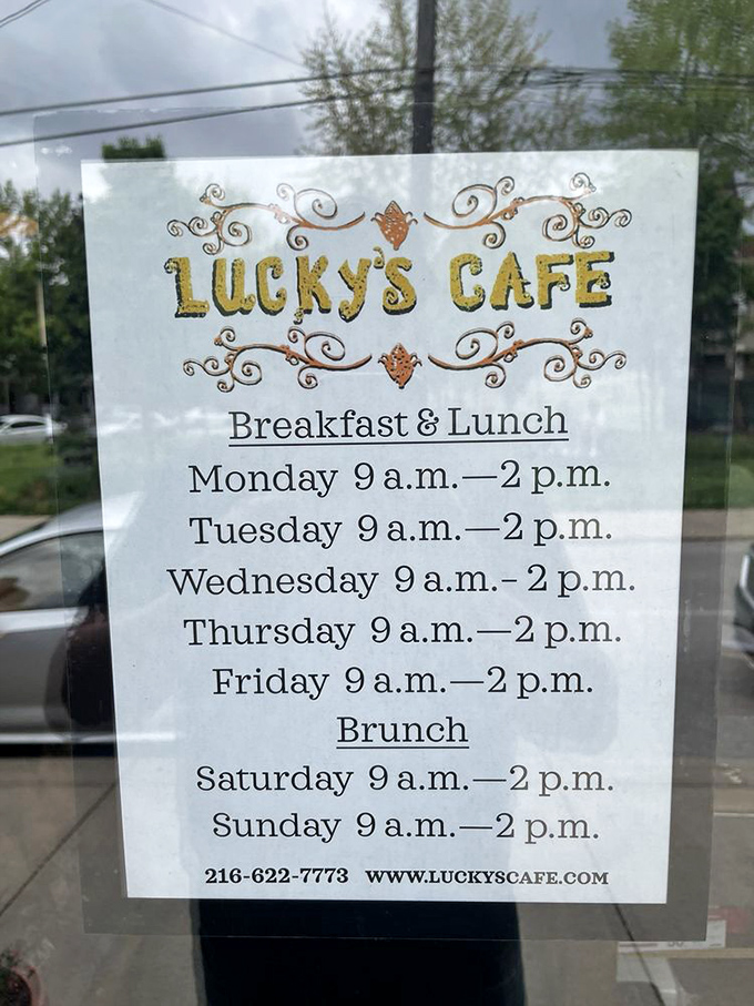 Open seven days a week because Lucky's understands that breakfast cravings don't respect your work schedule or weekend plans.