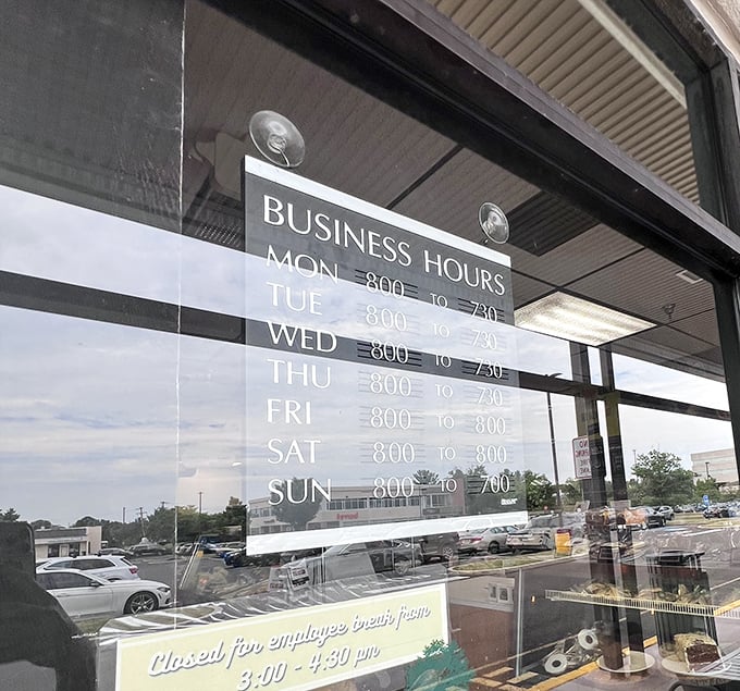 Business hours posted like a promise &ndash; "We'll be here when hunger strikes, Monday through Sunday."