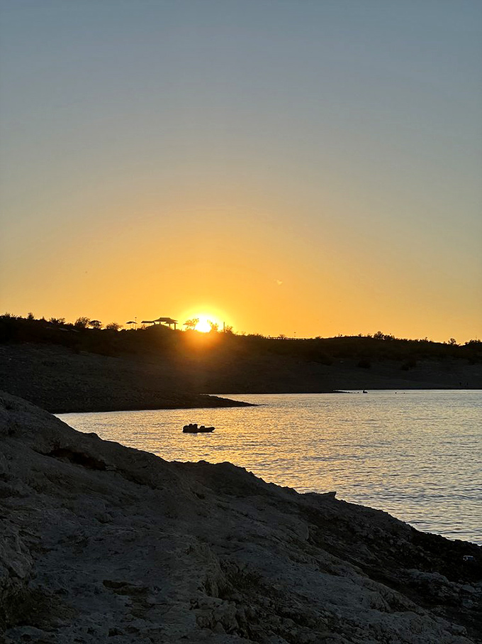 Magic hour masterpiece. As the sun dips below the horizon, Lake Pleasant transforms into a canvas of golden light and deep shadows.