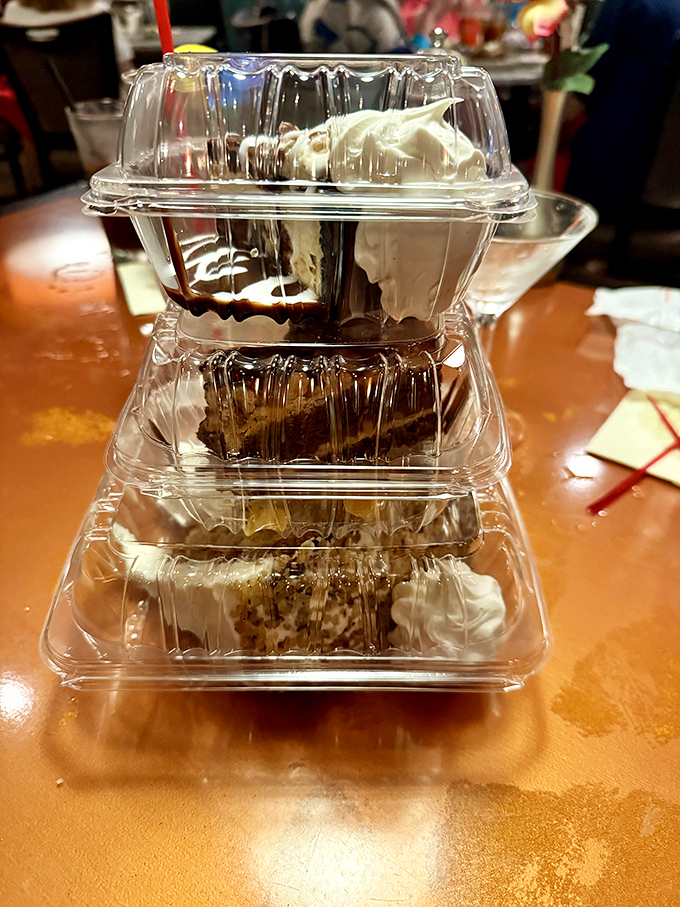 When you can't decide which dessert to try, the answer is simple: take them all home! These to-go containers hold tomorrow's happiness.
