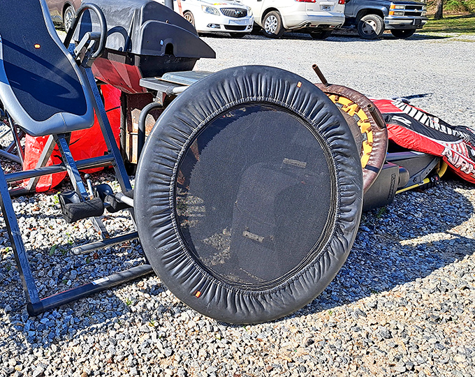 Even trampolines deserve second chances! This gently used bouncer awaits a backyard and children who'll discover the simple joy of defying gravity for a few seconds.