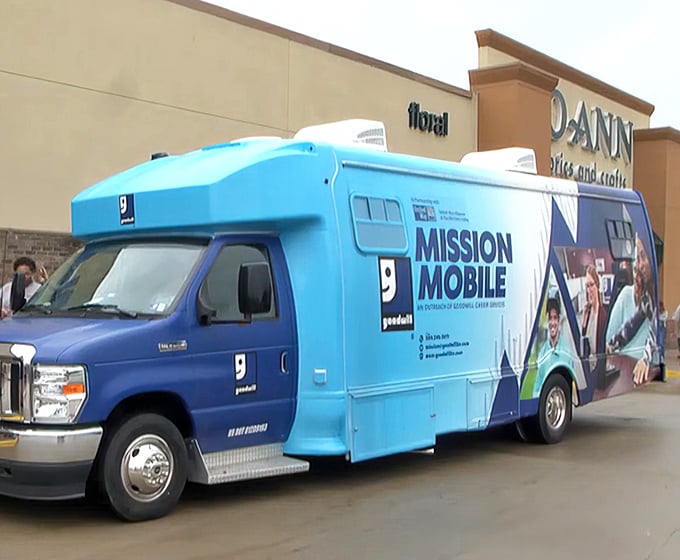 The Mission Mobile brings Goodwill's community services directly to neighborhoods, spreading goodwill beyond just the store itself.