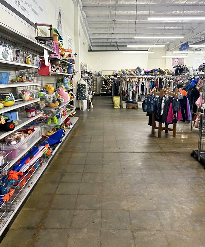 Where childhood memories and tomorrow's playtime collide. Toys and children's clothes stand ready for new adventures with the next generation.