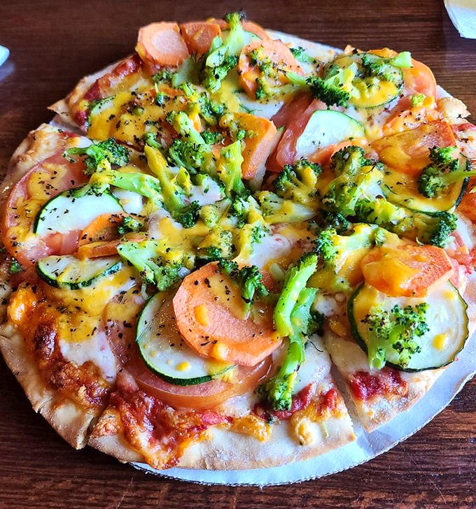 A veggie pizza that could convert even the most dedicated carnivore, proving that eating your greens can be a joyful experience.