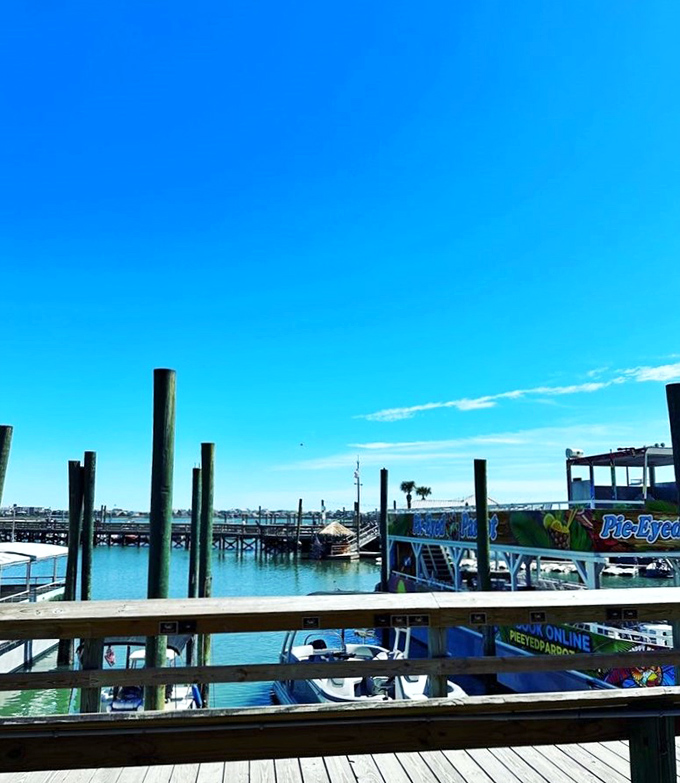 The view from the deck is pure South Carolina postcard material&mdash;blue skies meeting bluer water, dotted with boats and possibility.