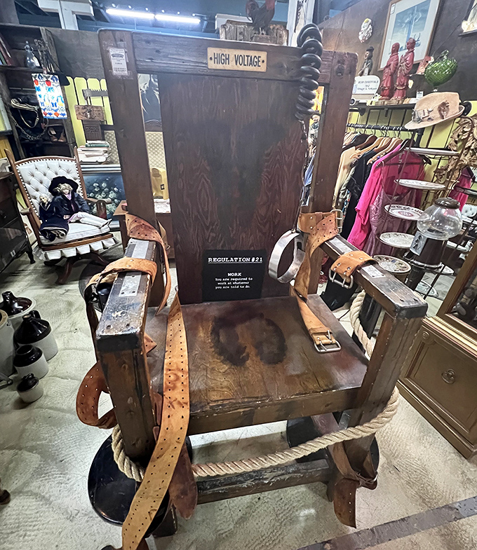Not your average timeout corner&mdash;this vintage electric chair combines terrifying history with macabre conversation-starter potential.