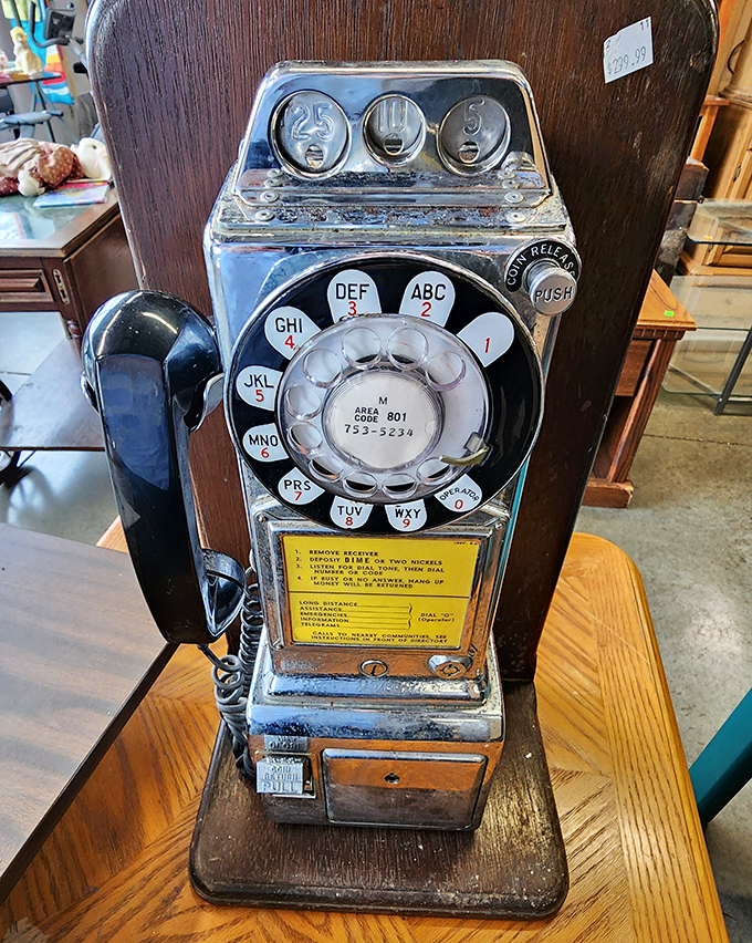 That vintage payphone is practically begging you to make a collect call to 1985 and tell them their technology is now someone's conversation piece.