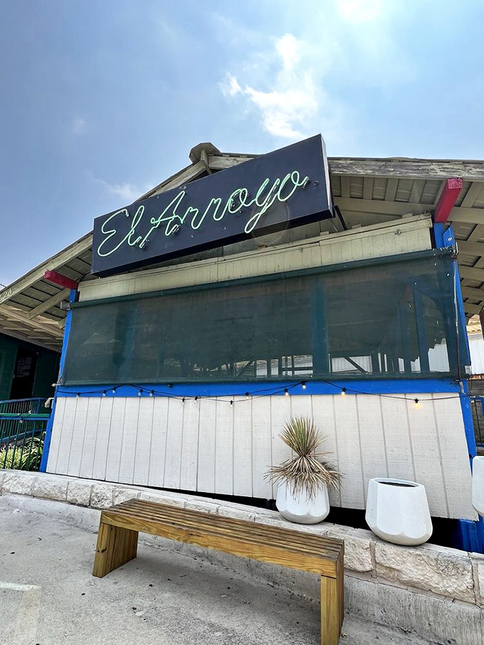 Even the exterior seating area has personality&mdash;a simple bench that's witnessed countless pre-dinner conversations and post-margarita declarations.